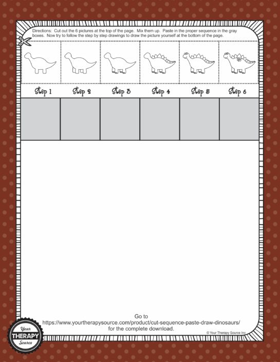 Cut, Sequence, Paste and Draw - Dinosaur - Your Therapy Source