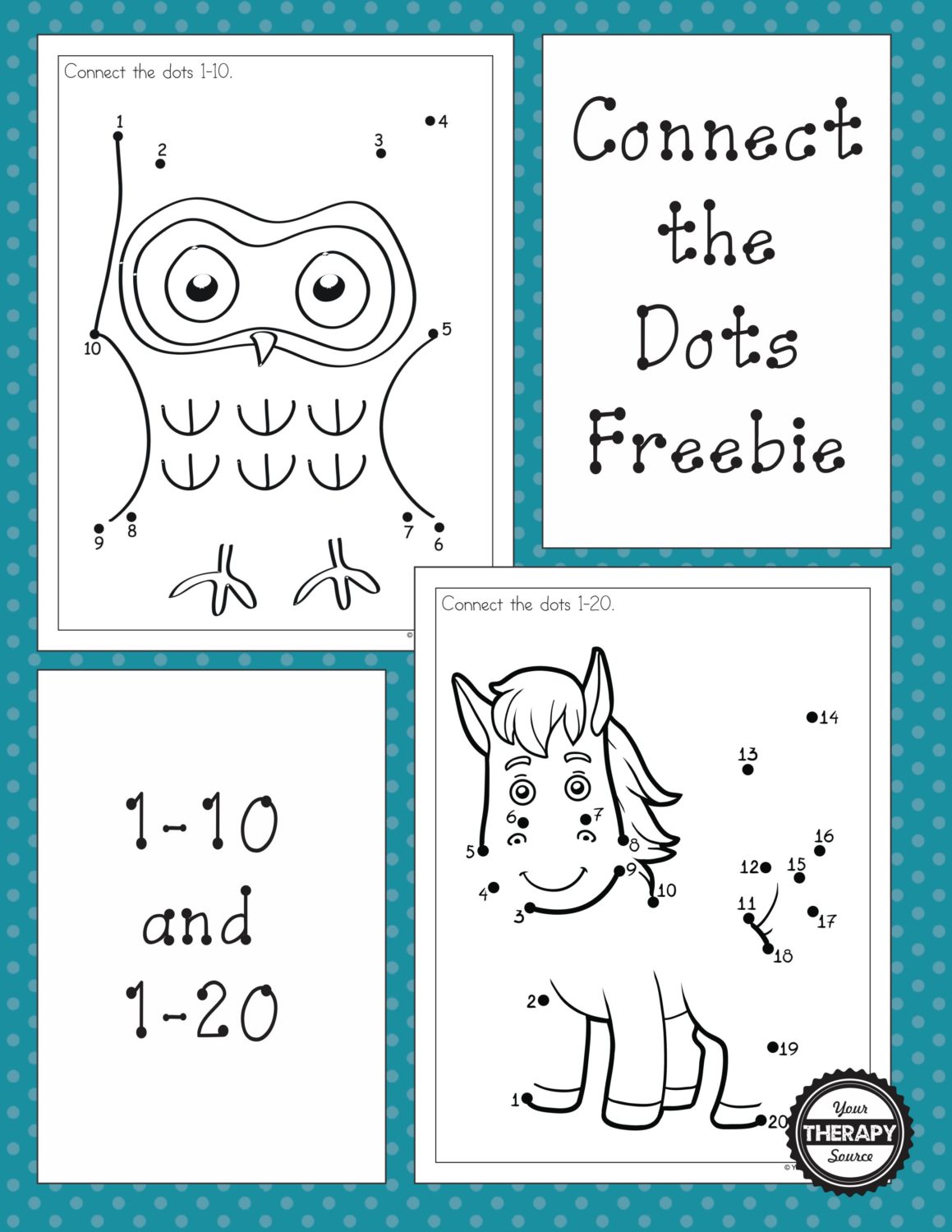 Dot to Dot 1-10 and 1-20 Freebies - Your Therapy Source