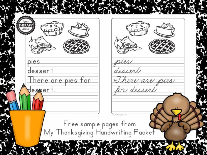 My Thanksgiving Handwriting Packet Freebie Pages - Your Therapy Source