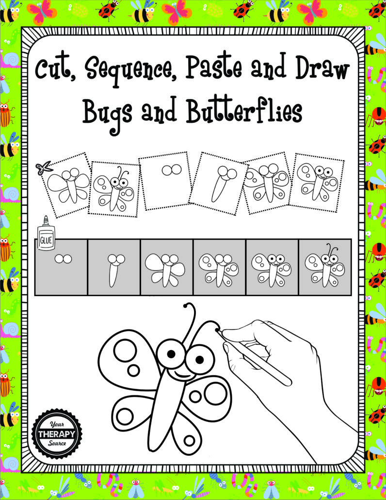 Cut, Sequence, Paste and Draw Bugs and Butterflies - Your Therapy Source