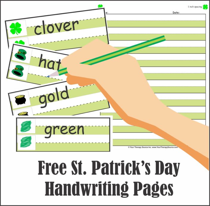 Free St. Patrick's Day Handwriting Pages - Your Therapy Source