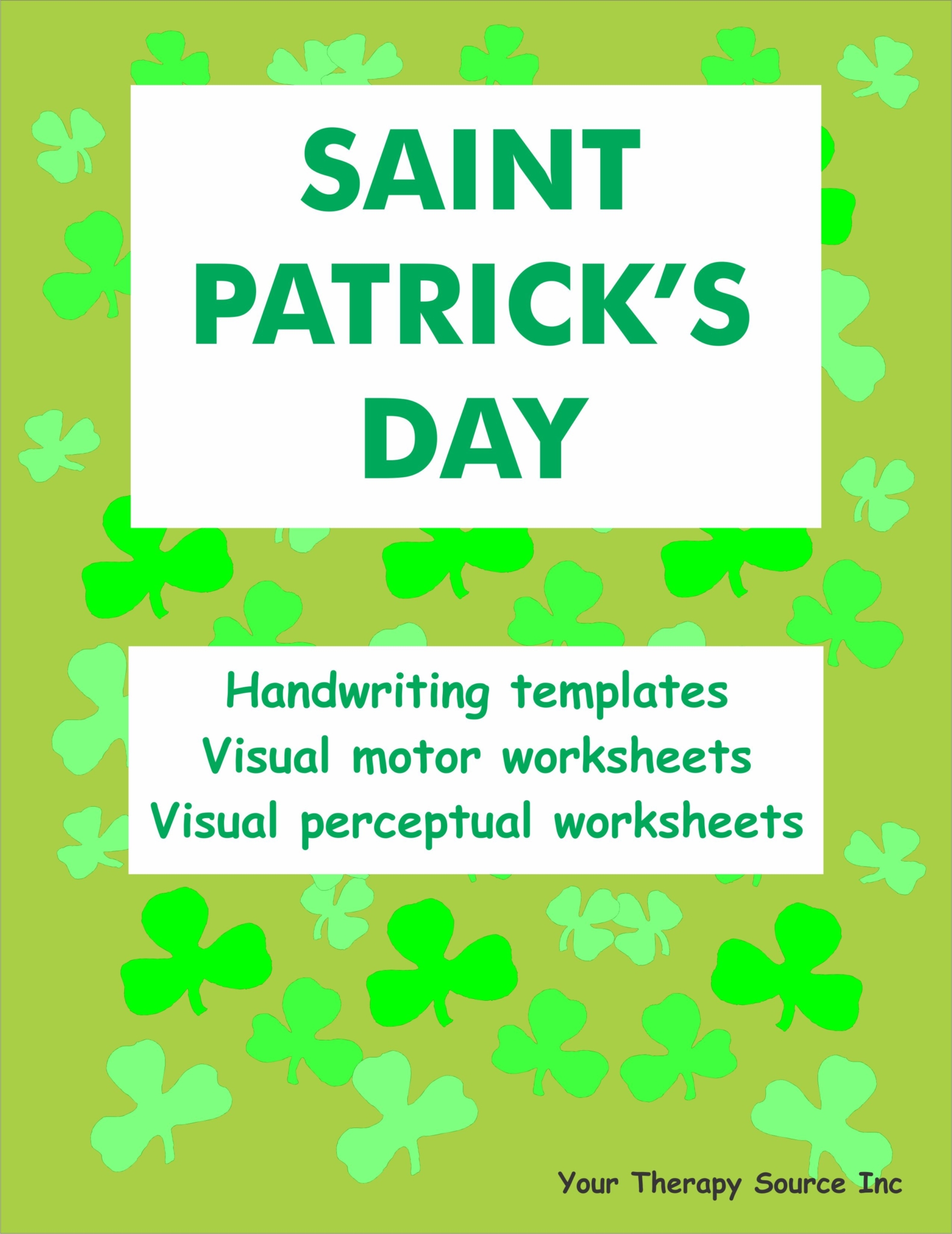 Free St. Patrick's Day Handwriting Pages - Your Therapy Source