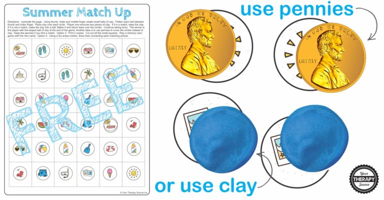 Summer Match Up Fine Motor and Working Memory Activity - Your Therapy ...