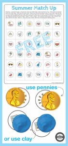 Summer Match Up Fine Motor and Working Memory Activity - Your Therapy ...
