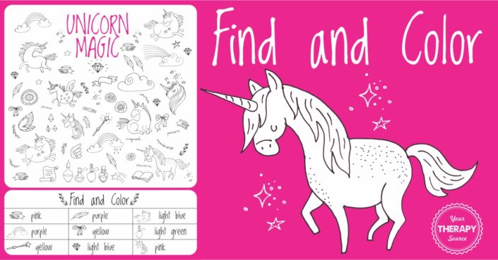 Unicorn Find and Color - Visual Perceptual Skills - Your Therapy Source