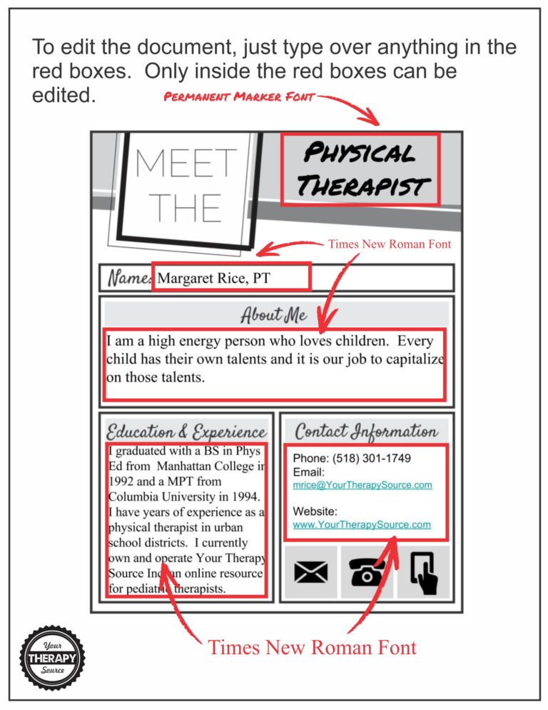 Meet the Therapist Letter Freebie for Back to School - Your Therapy Source