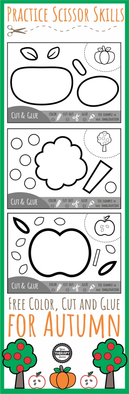 Color Cut Glue Scissor Practice for Fall - Your Therapy Source