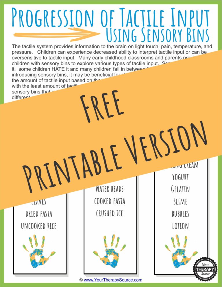 Progression of Tactile Input Using Sensory Bins - Your Therapy Source