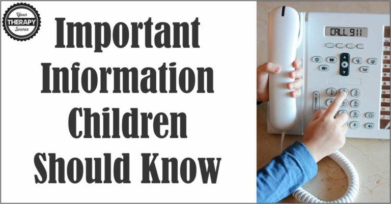 Important Information Children Should Know - Life Skills - Your Therapy ...