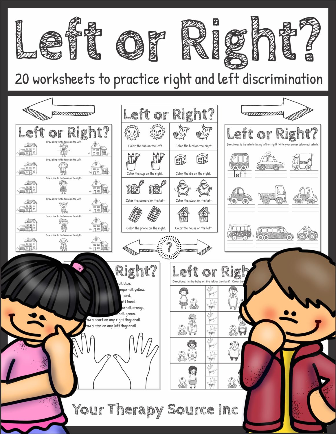 Left or Right Worksheets - Laterality Directionality - Your Therapy Source