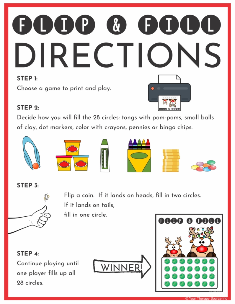 Christmas Fine Motor Game - Flip and Fill - Your Therapy Source