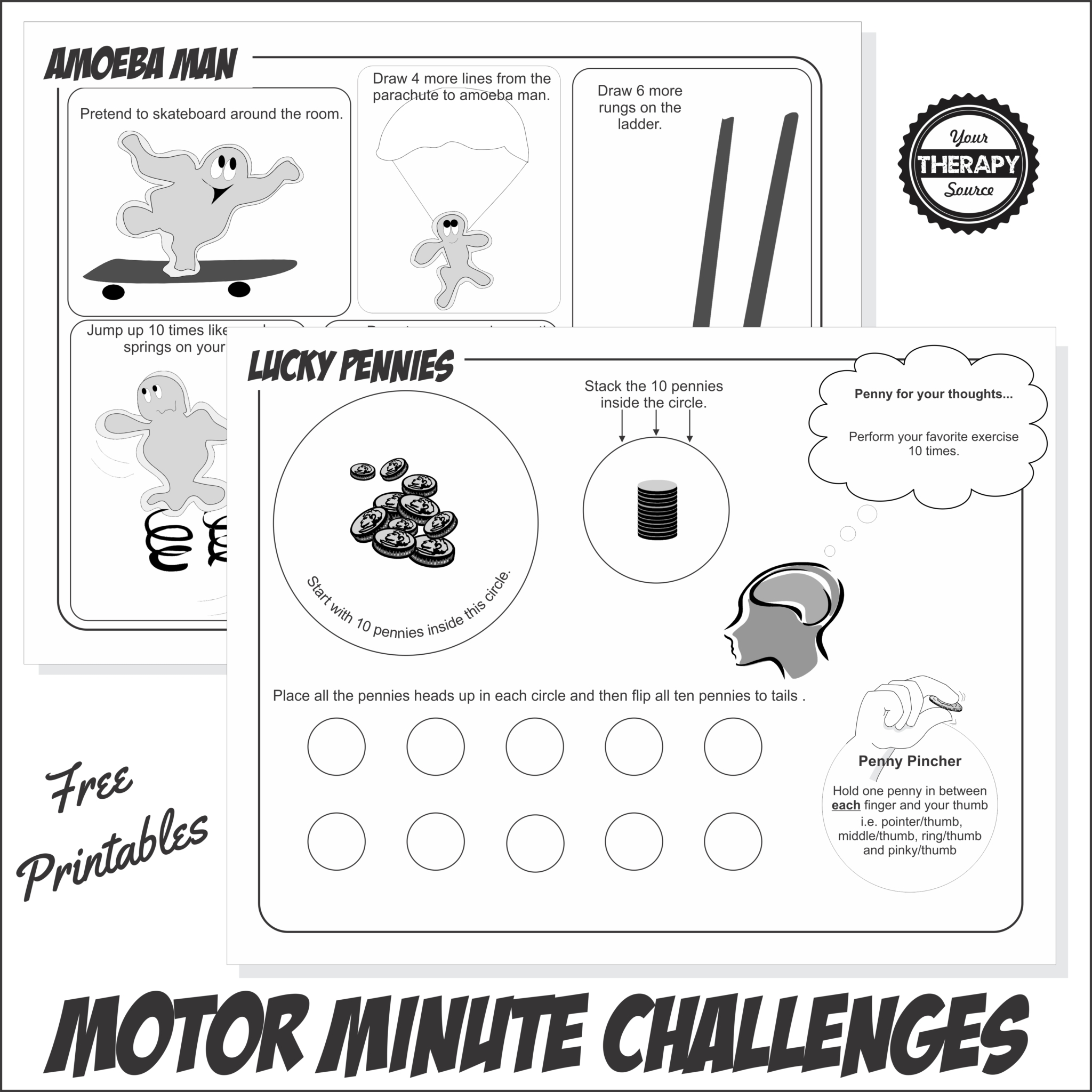 Motor Minute Challenges Freebie - Your Therapy Source