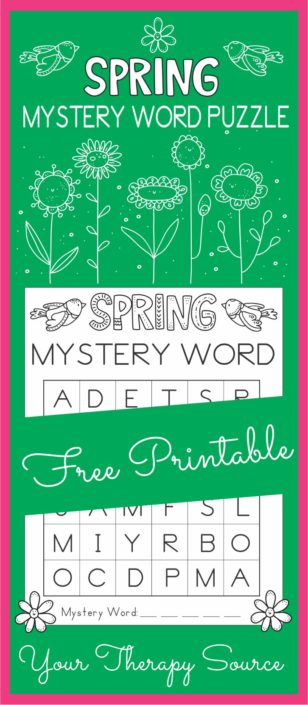 Spring Mystery Word Visual Perceptual Puzzle - Your Therapy Source