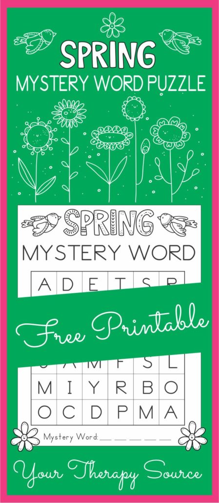 Spring Mystery Word Visual Perceptual Puzzle - Your Therapy Source