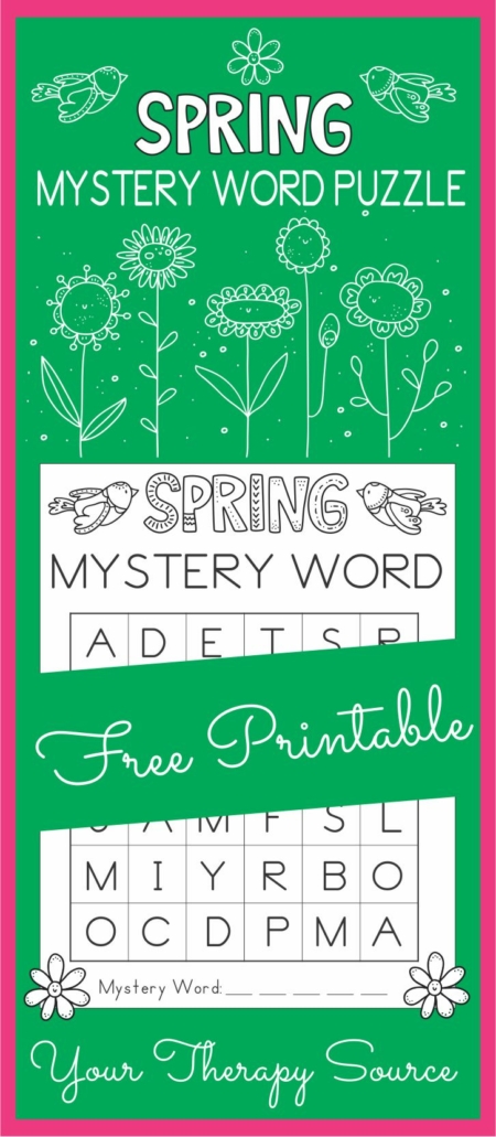 Spring Mystery Word Visual Perceptual Puzzle - Your Therapy Source