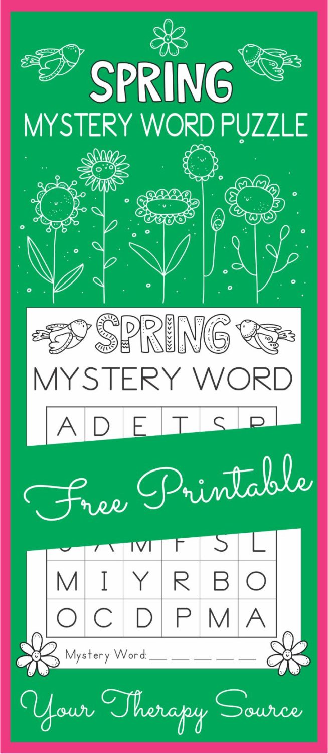 Spring Mystery Word Visual Perceptual Puzzle - Your Therapy Source