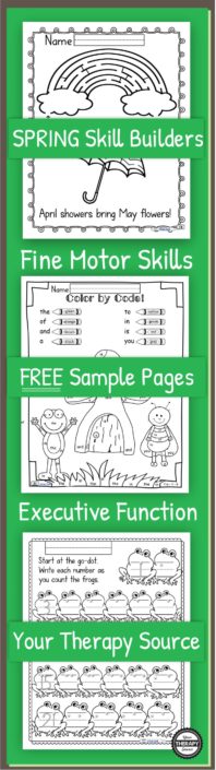 Spring Fine Motor and Executive Function Skills Freebie - Your Therapy ...