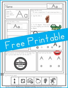 Multisensory Alphabet Freebie - Your Therapy Source