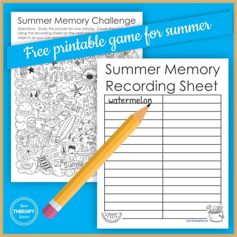 Visual Memory Game for Summer - Your Therapy Source