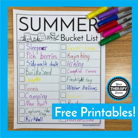 DIY Summer Bucket List Handwriting Freebie - Your Therapy Source