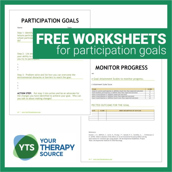 Participation Goals and Worksheets for Young People with Disabilities ...