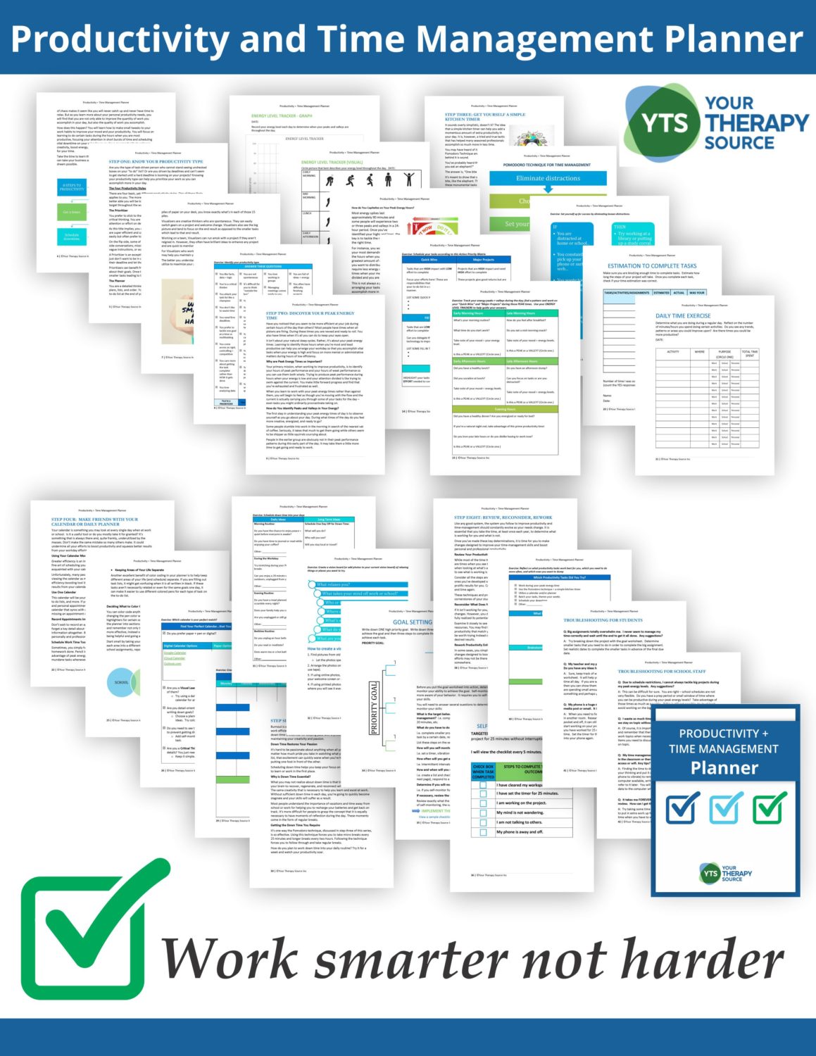 Productivity and Time Management Planner - Your Therapy Source