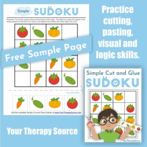 Simple Cut and Glue Sudoku for Children - Your Therapy Source
