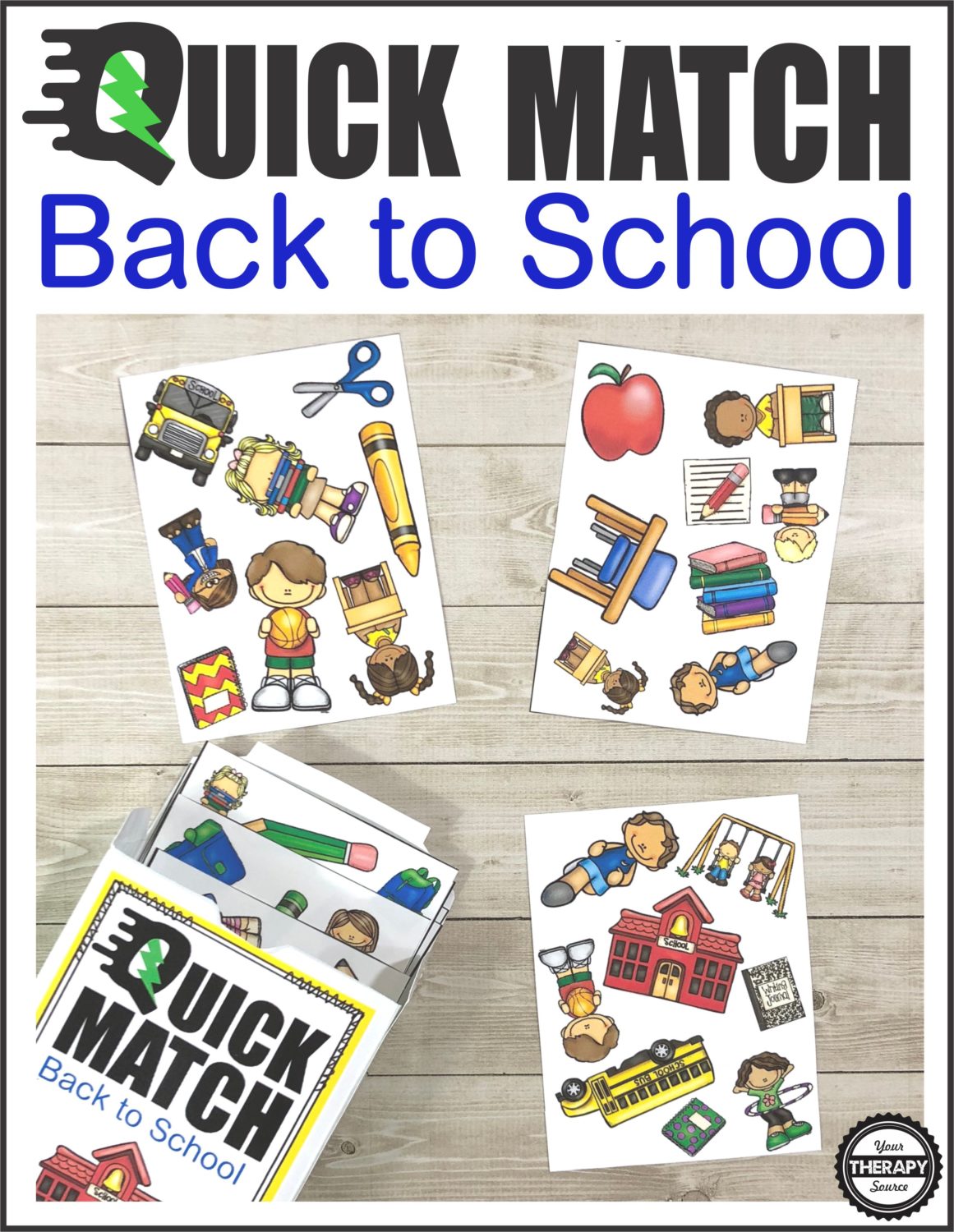 Back to School Quick Match Card Game - Your Therapy Source