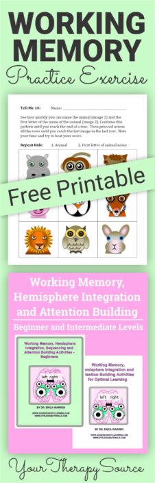 Working Memory Practice Exercise - Your Therapy Source