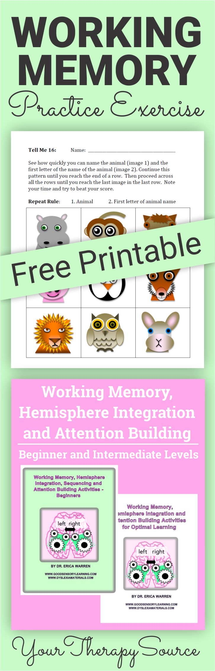 Working Memory Practice Exercise Your Therapy Source