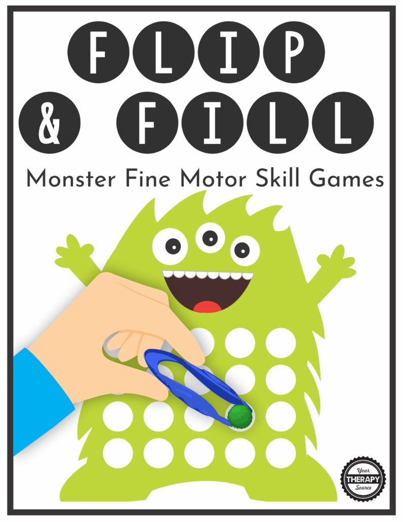 Monster Flip and Fill Fine Motor Game - Your Therapy Source