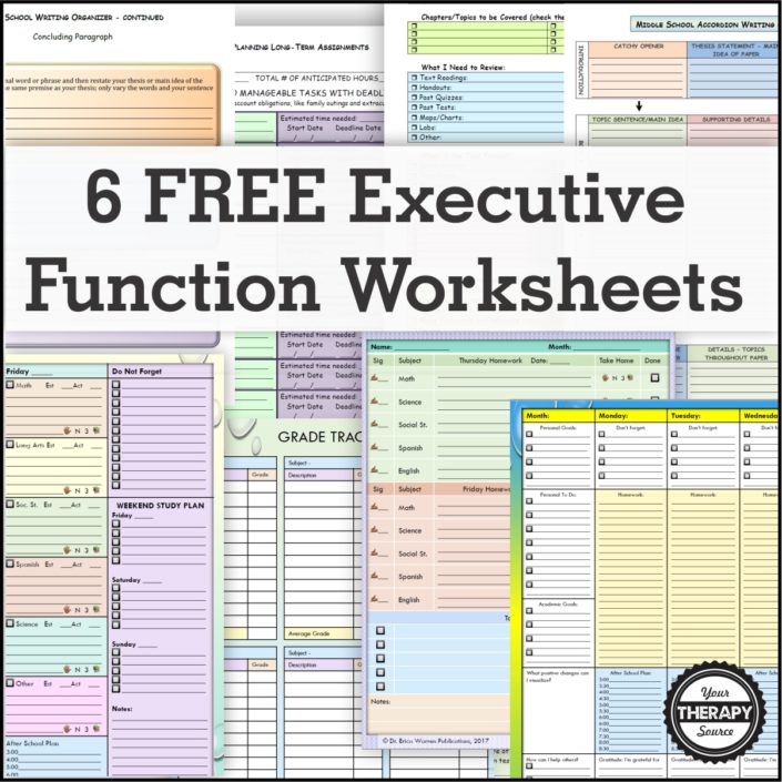 6 FREE Executive Functioning Activity Worksheets - Your Therapy Source