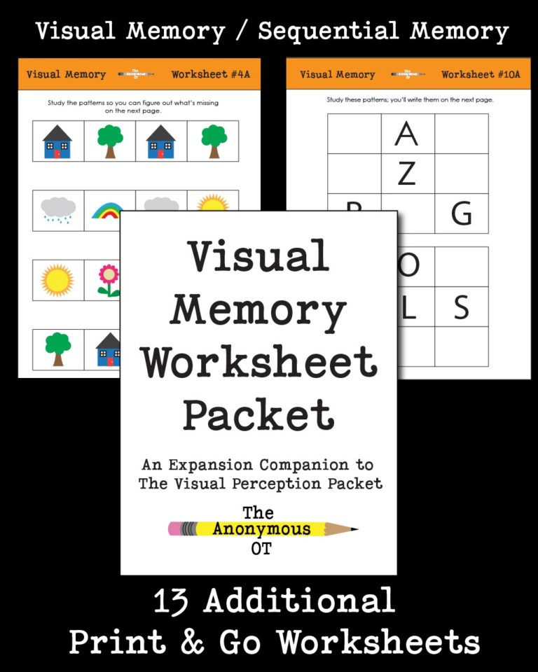 Visual Memory Worksheet Packet - Your Therapy Source
