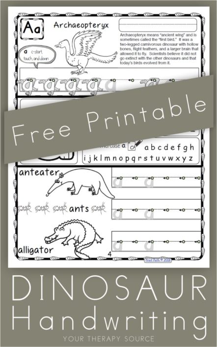FREE Dinosaur Handwriting Practice Page - Your Therapy Source