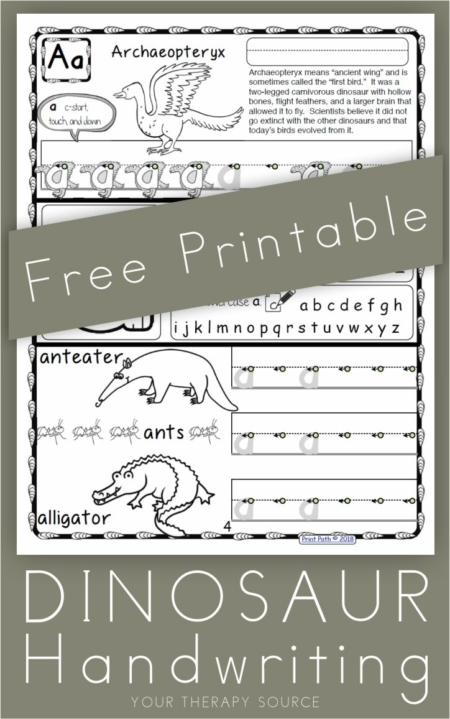 FREE Dinosaur Handwriting Practice Page - Your Therapy Source