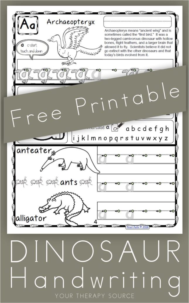 FREE Dinosaur Handwriting Practice Page - Your Therapy Source