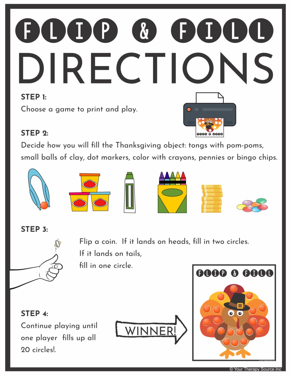 Thanksgiving Fine Motor FUN- Free Printable Mini Pack - Your Therapy Source