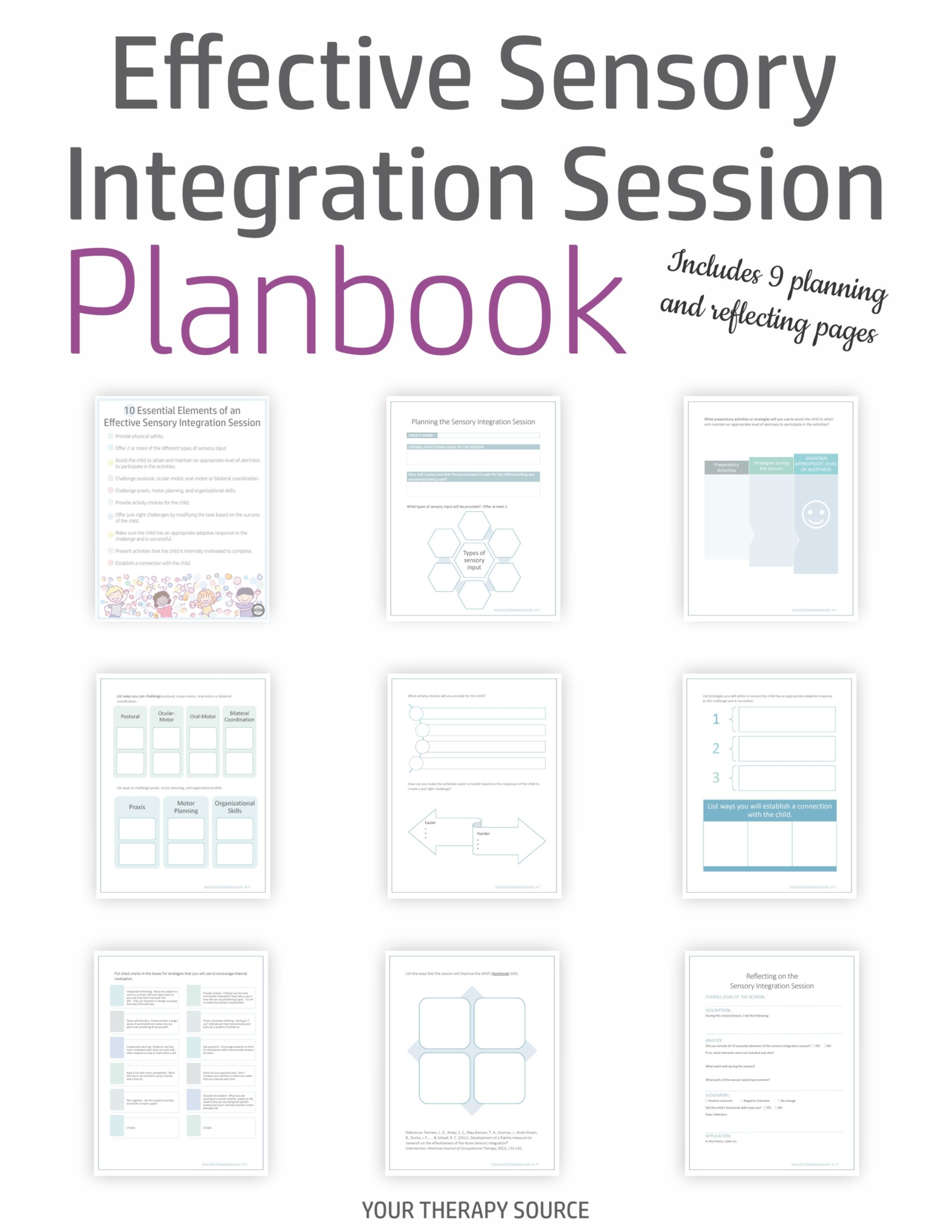 Effective Sensory Integration Session Planbook - Your Therapy Source