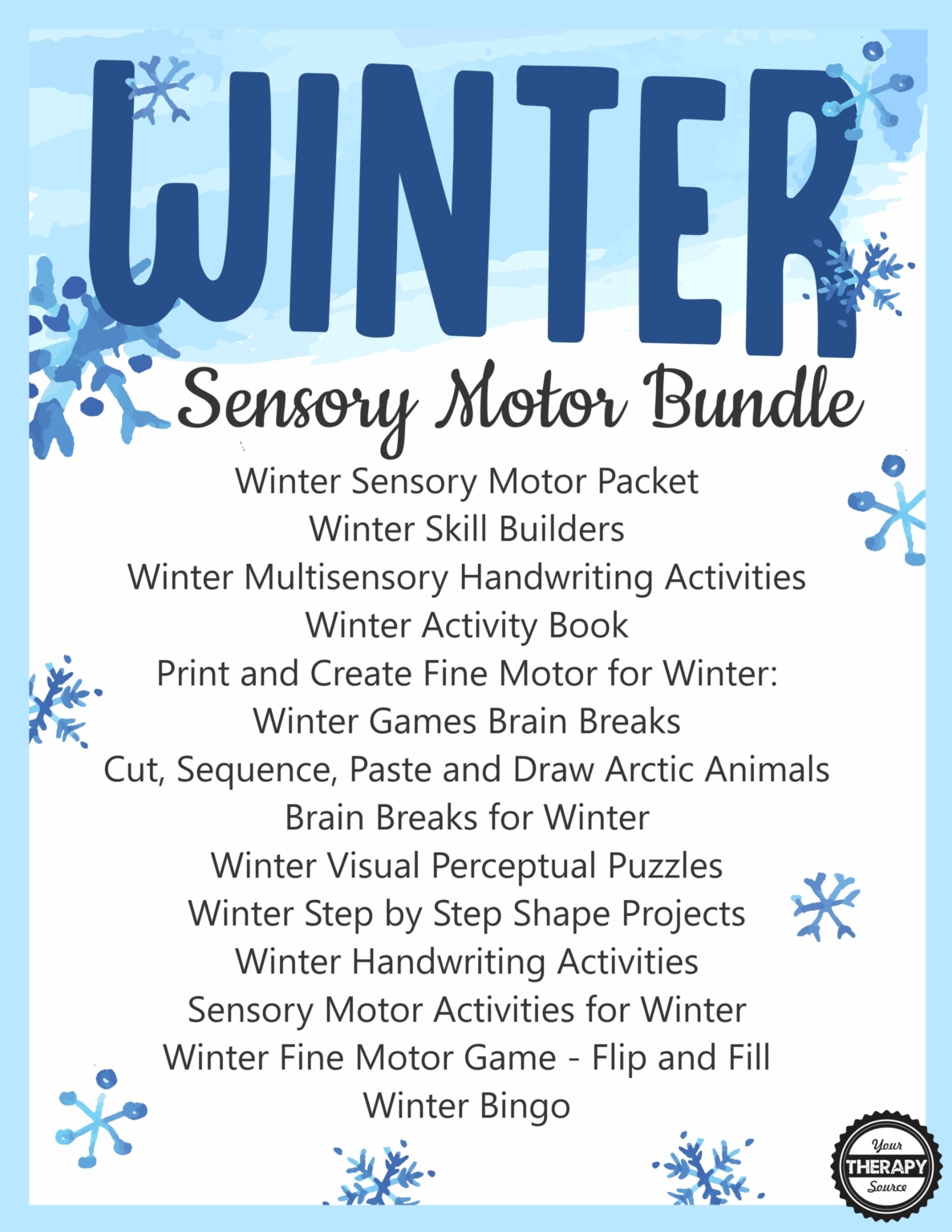 Winter Bundle for Fine Motor, Gross Motor, and Visual Perceptual ...