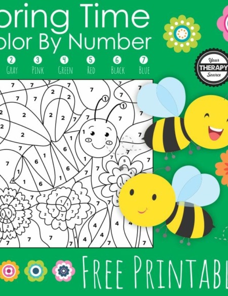 Spring Color By Number - FREE Printable - Your Therapy Source