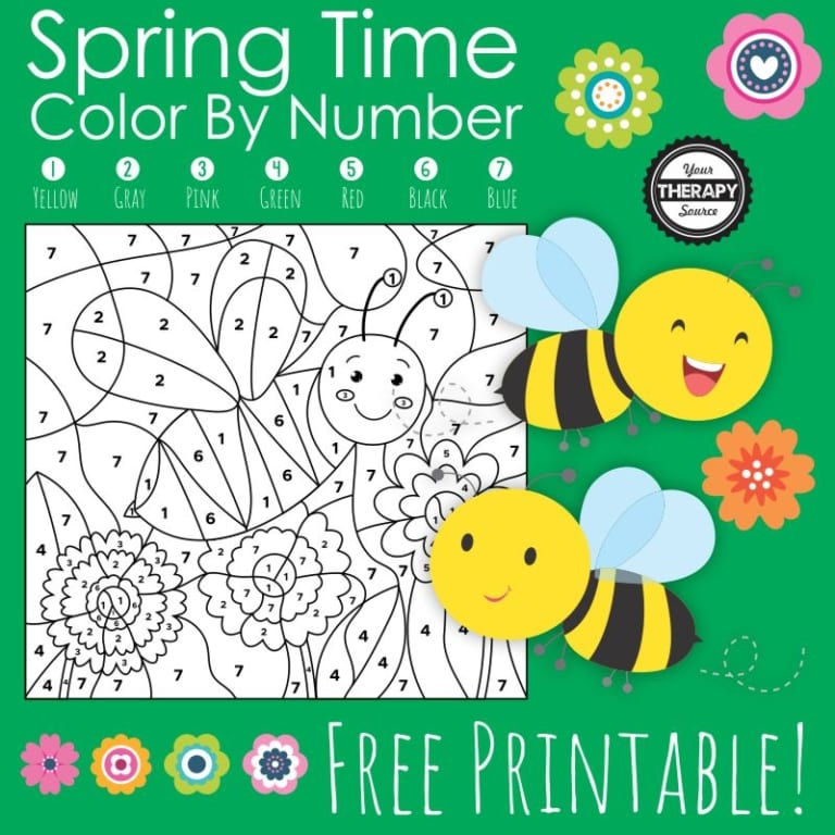 Spring Color By Number - FREE Printable - Your Therapy Source