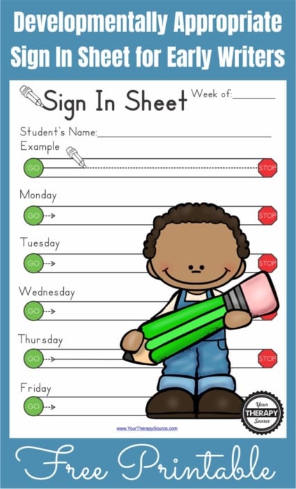 Free Preschool Sign-In Sheet - Developmentally Appropriate - Your ...