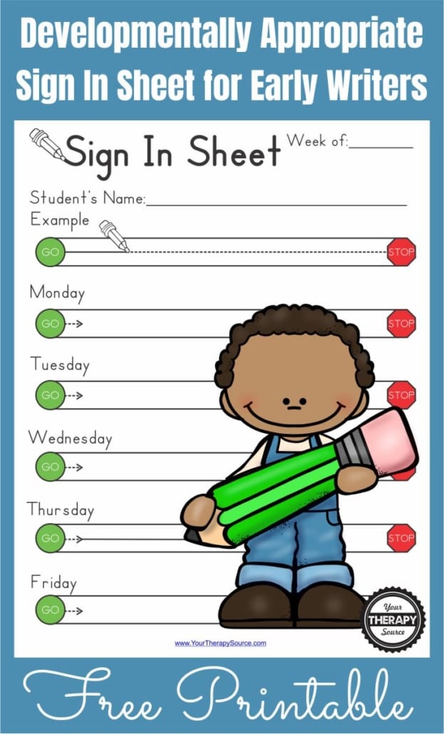 Free Preschool Sign-In Sheet - Developmentally Appropriate - Your ...