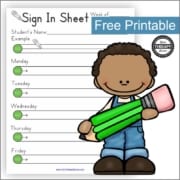 Free Preschool Sign-In Sheet - Developmentally Appropriate - Your ...