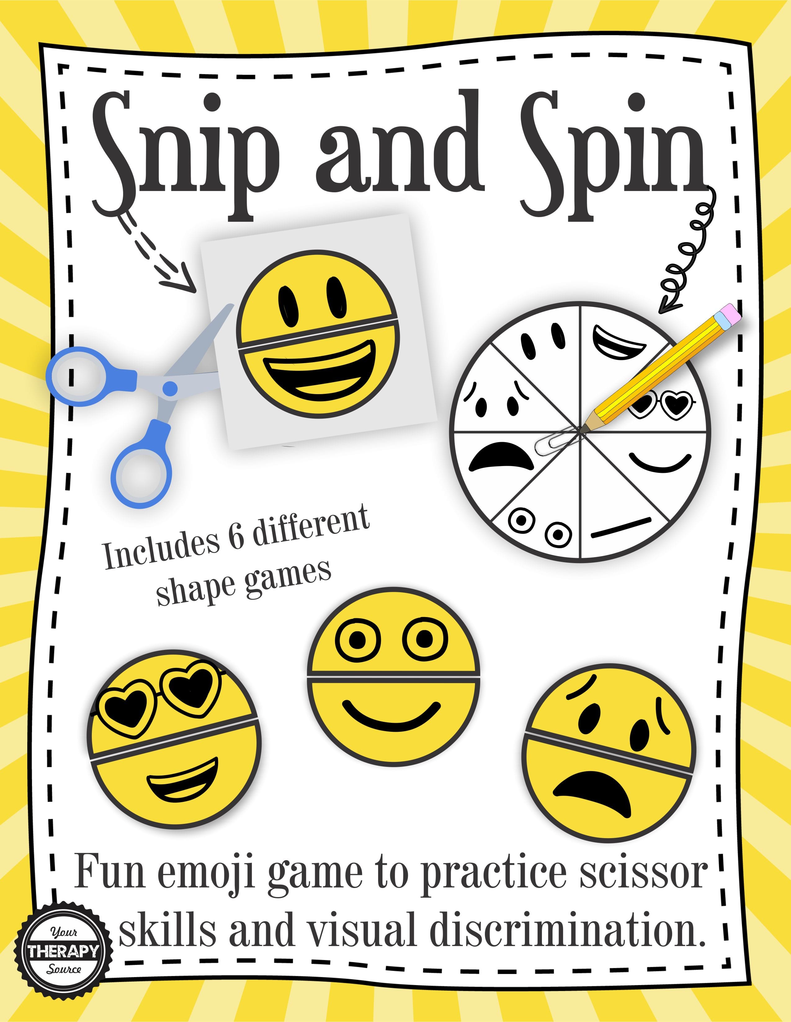 Snip and Spin - Scissor Skills Printables - Your Therapy Source