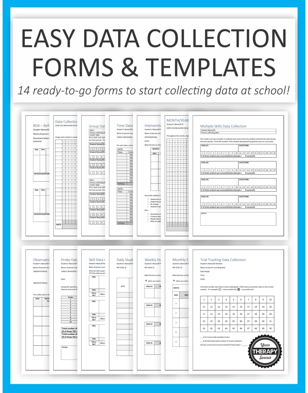 Data Collection For Special Education Templates EASY Your Therapy