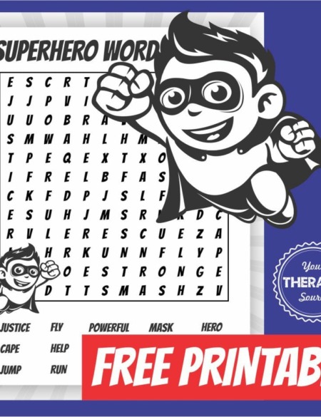Super Hero Word Search -Free Printable - Your Therapy Source