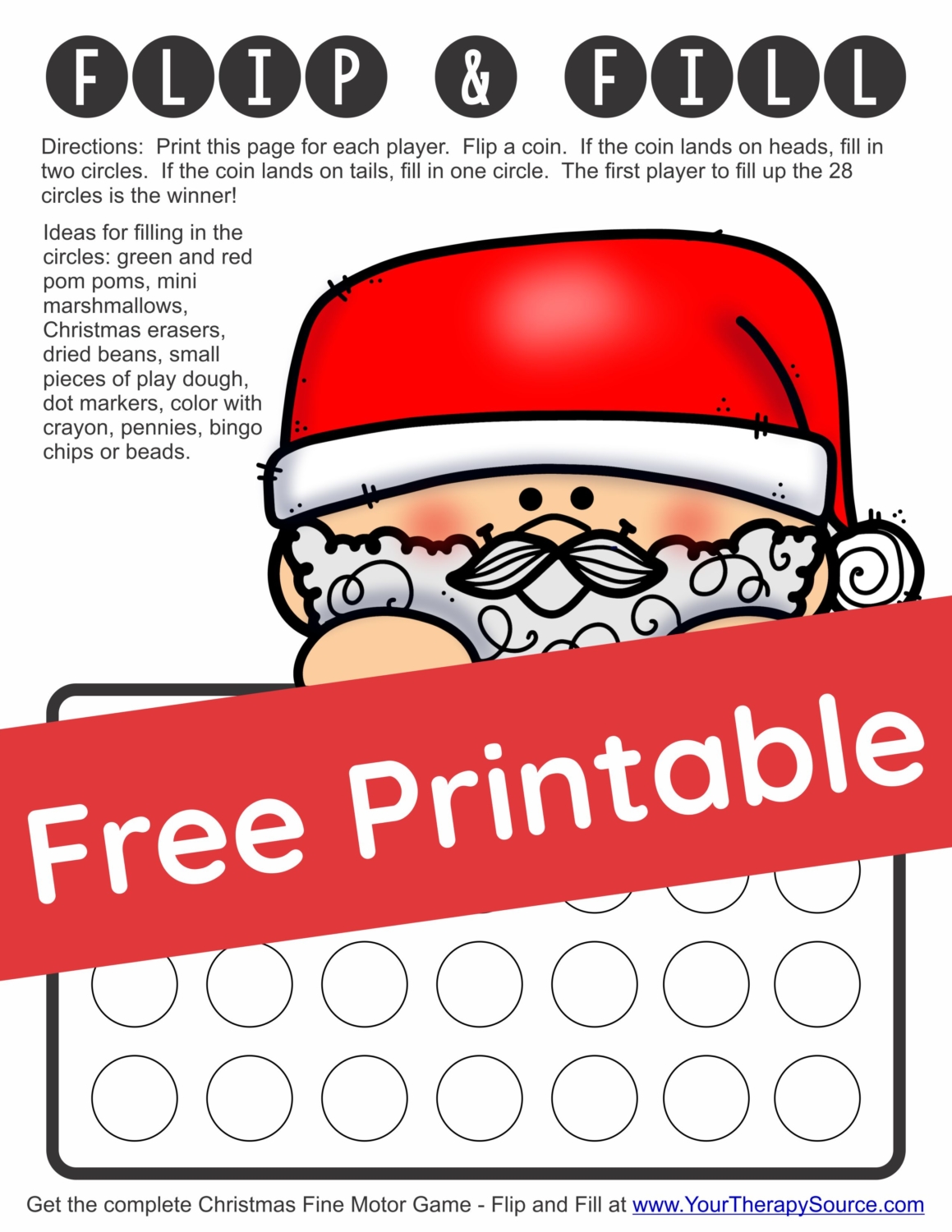 Christmas Fine Motor Game - Flip and Fill - Your Therapy Source
