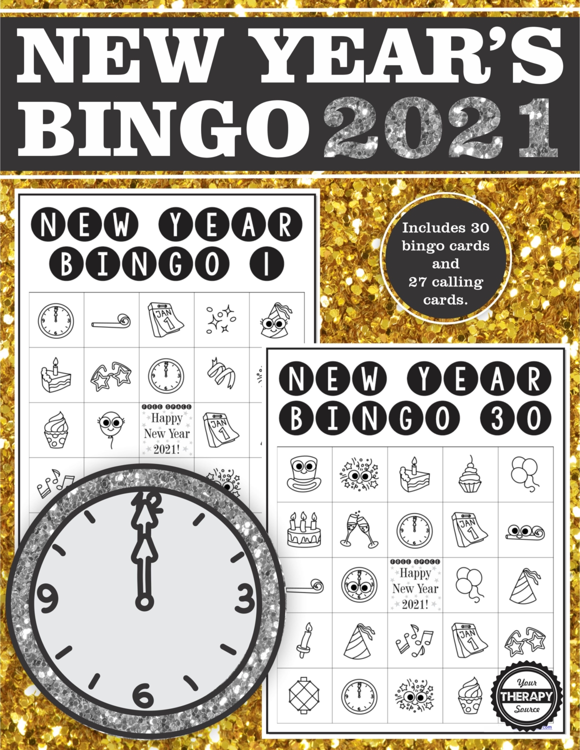 New Year's Bingo 2021 - Your Therapy Source