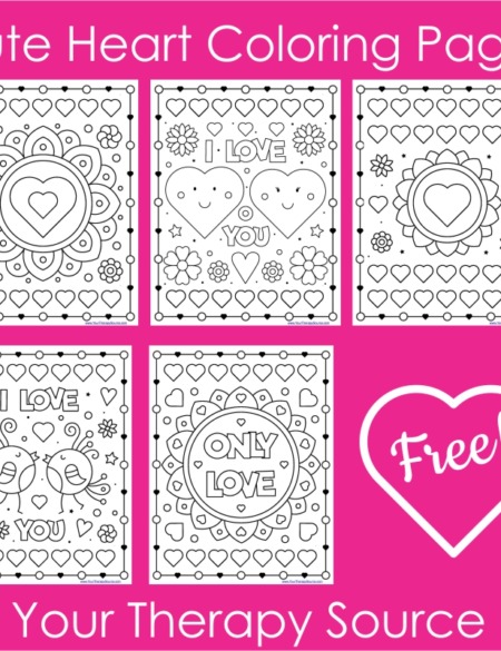 Cute Heart Coloring Pages - 5 free printables - Your Therapy Source